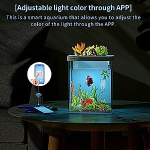 ERAARK 1.5 Gallon Betta Fish Tank self Cleaning, Smart Aquarium kit Supports Bluetooth, Fish Tank with Filter LED Light, Water Pump, Fish Tank Starter Kits, Fish Bowl