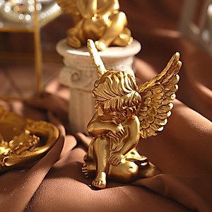 Golden Angel Small Decoration Resin StatueCreative Decoration Home Accessories Decoration Birthday Gift (Set of Angel Ornaments)