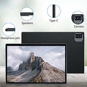 2024 Newest 10 inch tablet, Computer Tablets, Android Tablets with Case, 6GB+128GB+1TB Expand, Quad-Core, Dual Camera, IPS HD Touch Screen, BT 5.0, 2.4G+5G+Wi-Fi 6, Game, Google GMS