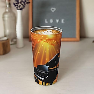 GTKSYNVE Reusable Coffee Mug with Lid and Handle, Musical Theatre Tumbler for Hot & Cold Drinks 16oz Stainless Steel Insulated Coffee Tumblers Double Wall Vacuum Thermal Cup