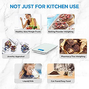 KOIOS USB Rechargeable Food Scale, 33lb/15Kg Kitchen Scale Digital Weight Grams and oz for Cooking Baking, 1g/0.1oz Precise Graduation, Waterproof Tempered Glass, 6 Weight Units, Tare Function