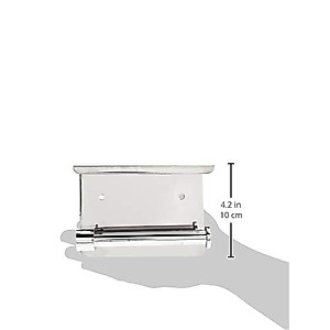 Amazon Basics Toilet Paper Holder - Contemporary, Includes Storage Shelf, Stainless Steel