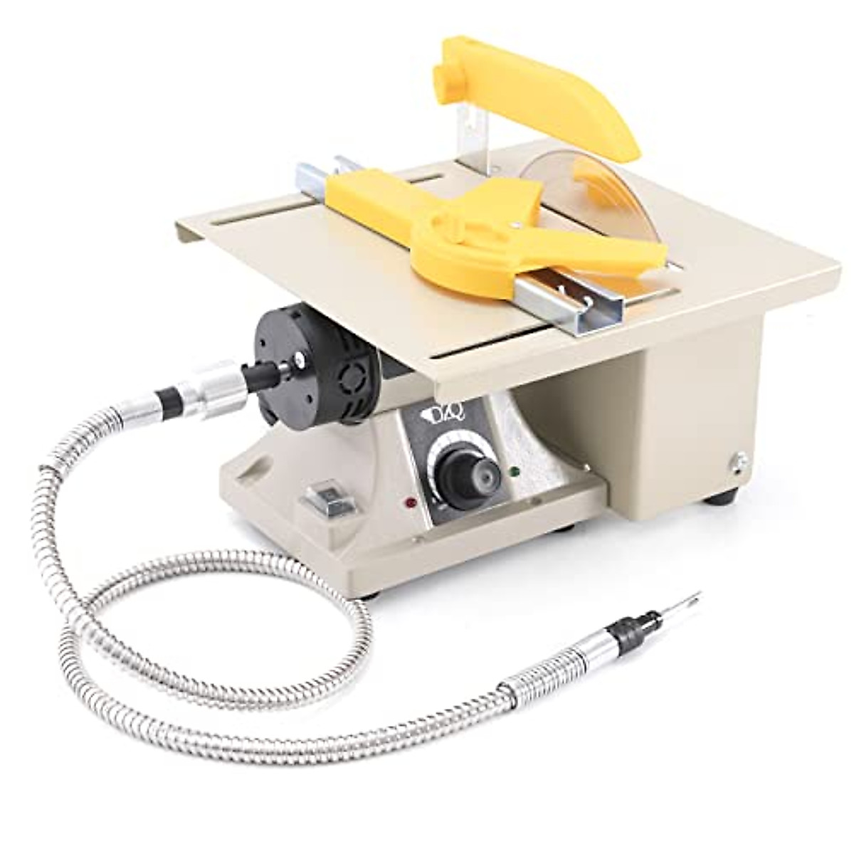 DZQ Mini Table Saw Jewelry Making Polisher w/Flex Shaft Multifunctional Bench Grinder Sander Buffing Machine Metal Dental Polishing Woodworking Tool 69Pcs Accs 10,000Rpm 750W
