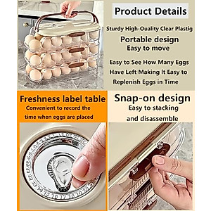 mohaijituan 2024 New Egg Holder for Fridge, Automatic Rolling Egg Container for Refrigerator, Clear Stackable Egg Dispenser,Detachable Portable Space-Saving Egg Dispenser Holder (2 rows 3 Tier)