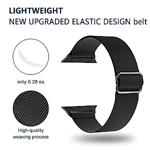 ORIbox Compatible with Apple Watch Bands 45mm 44mm 42mm, Adjustable Elastic Nylon Woven Loop Wristband for iWatch Series SE 8 7 6 5 4 3 2 1 for Women Men