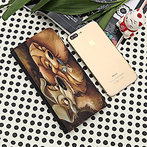 Wallets for Women,Dog Painting The Tramp and Lady,Genuine Leather Credit Card Holder with RFID Blocking Large Capacity Wristlet Coin Purse, Black 12, One Size