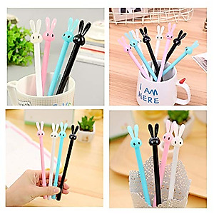 Fluent Writting Pen, 12 Pcs 0.5 mm Black Ink Rabbit Ear Shape Rolling Ball Cute Gel Ink Pen for Student and School Office Supplies (Rabbit Ear)