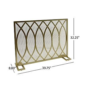 Christopher Knight Home Junior Modern Single Panel Iron Firescreen, Gold Finish
