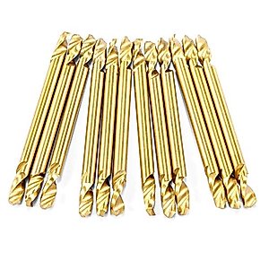 Stark 1/8" Titanium Double End Drill Bit Set HSS Drill Bit Drill Bit Double-End Cutting Point, 12-Pieces