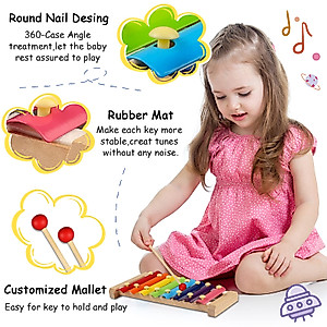 LOOIKOOS Xylophone for Kids Wood Xylophone with 2 Mallets Educational& Preschool Learning Baby Percussion Wooden Musical Instruments Toys for Boys and Girls