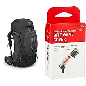 Osprey Atmos AG 65 Men's Backpacking Backpack, Black, Small/Medium & Osprey Hydraulics Bite Valve Cover, One Size