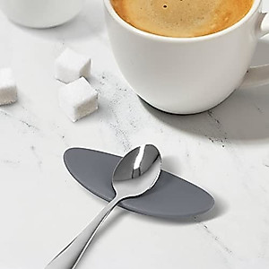 Carrotez Small Silicone Coffee Spoon Rest 2 pcs (0.2" x 1.6" x 3.74"), Spoon Holder Flexible almond-Shaped for Next to Coffee Maker - Kitchen Utensil Rest, Deep Grey