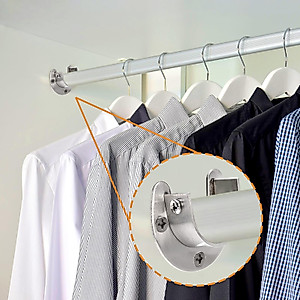 Coloch 16 Pack Stainless Steel Closet Pole Sockets, 1-1/4 Inch Closet Rod Support U-Shaped Curtain Rod Holders Flange Set Rod Holder with Screws