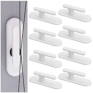 Grevosea 8 Pieces Blind Cord Winding Safety Blind Cord Hooks Blind Cord Holder Adhesive Wall Hook Wrap Cleats Baby Proofing for Home Office Window Blinds Curtains Sun Shades Ropes White