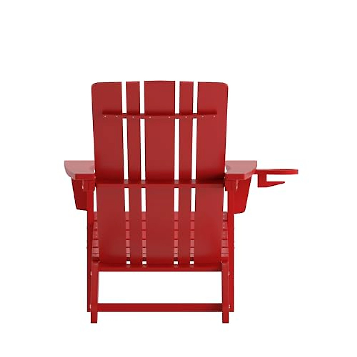 Flash Furniture Halifax Adirondack Chair with Cup Holder, Weather Resistant Poly Resin Adirondack Chair, Red