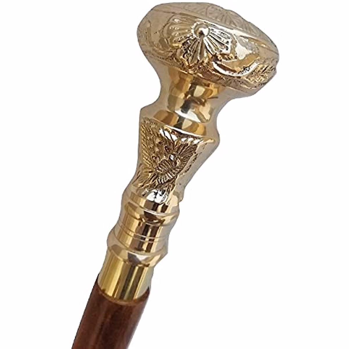 Brass Brass Handle Victorian Telescope Fold able Wooden Walking Stick Walking Cane Ideal Gift
