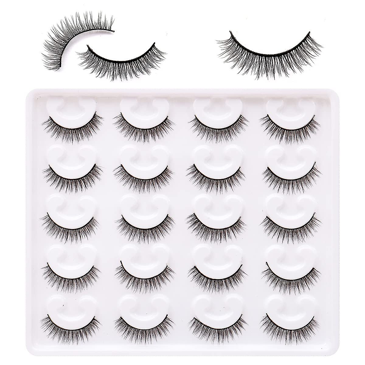 Short Eyelashes Natural Look 6D Wispy Mink Lashes 10 Pairs 100% Handmake Reusable Fake Eyelashe (Short-Natural_10pairs)