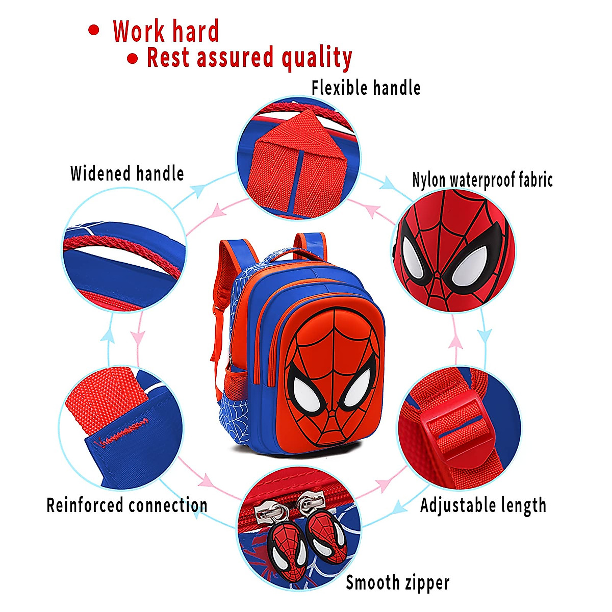 Toddler School Backpack 3D Comic Schoolbag Waterproof Lightweight Backpack for Elementary Student Schoolbag Kids（Blue M）