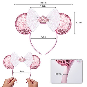 FANYITY Mouse Costume Ears,1 Pcs Mouse Ears Headbands for Girls & Women Party,Size Free