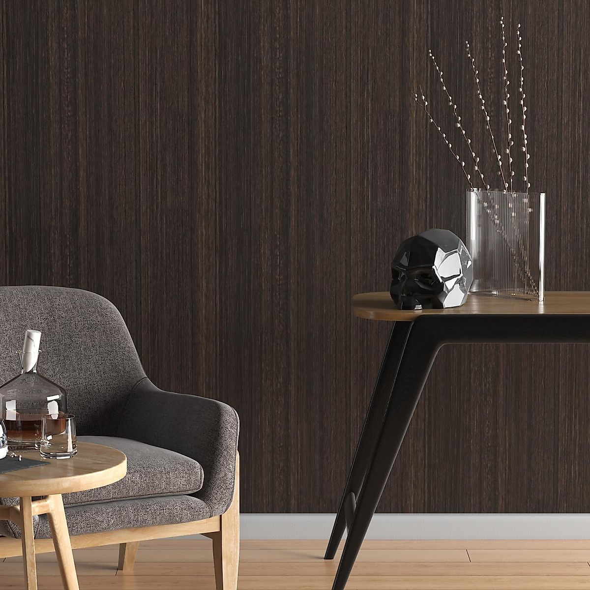 VEELIKE 15.7''x118'' Dark Wood Wallpaper Peel and Stick Removable Waterproof Wood Grain Contact Paper Self Adhesive Decorative Wood Vinyl Wrap for Cabinets Countertops Furniture Shelves Drawer Liners