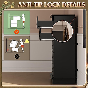 WLIVE Dresser TV Stand, Entertainment Center with Fabric Drawers, Media Console Table with Open Shelves for TV up to 45 inch, Storage Drawer Unit for Bedroom, Living Room, Black and Rustic Brown