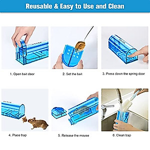 4 Pack Humane Mouse Traps No Kill, Live Mouse Traps Indoor for Home, Reusable Mice Small Rat Trap Catcher for House & Outdoors