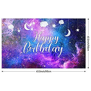 Space Galaxy Birthday Backdrop Cosmic Galaxy Background Starry Universe Nebula Stars Photography Background Banner for Kids Birthday Party Baby Shower Decoration, 70.8 x 43.3 Inches