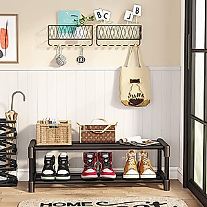 Tribesigns 2 Tiers Shoe Rack 7.48" Tall Stackable Shoe Shelf Storage Organizer Large Capacity 33.46" x 12.40" x 10.24" for Shoes, Short Boots, Entryway, Hallway, and Short Wardrobe