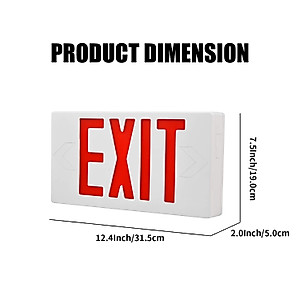AKT LIGHTING Emergency Exit Sign, Double Face Commercial LED Emergency Exit Lighting with Back-Up Battery Exit Light Combo for Hallways UL Certificated(Red, 6 Pack)