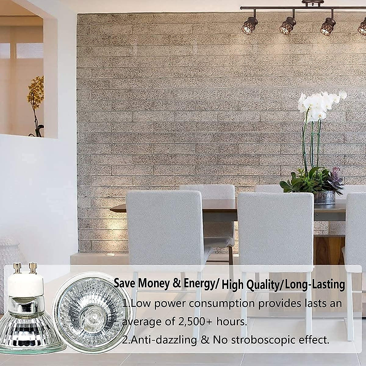 PaeorRorL GU10 Halogen Light Bulbs,6 Pack 120V 50W Dimmable MR16 GU10 Base Bulb with Glass Cover,GU10+C Halogen Light Bulbs for Track&Recessed Lighting,Long Lasting Lifespan,Warm White