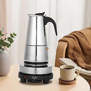 9 Cup Moka Pot with Electric Stove, Classic Italian Espresso Greca Maker 110V Stainless Steel Stovetop Coffee Maker, 450ml