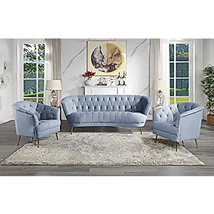 Acme Furniture Upholstered Sofas, Light Gray/Gold