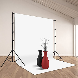 HYJ-INC Photo Background Support System with 8.5 x 10ft Backdrop Stand Kit, 100% White Cotton Muslin Backdrop,Clamp, Carry Bag for Photography Video Studio