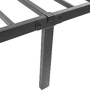 Fangflower Metal Platform Bed Frame with Headboard, 13 Inches Queen Size Bed Frame, Heavy Duty Steel Slat Mattress Foundation/No Box Spring Needed/Tool Free Setup