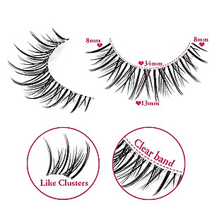 Manga Lashes Natural Look Japanese Anime Lashes Korean Asian Wispy Spiky Lashes with Clear Band Short Fake Eyelash 10 Pairs Pack by outopen
