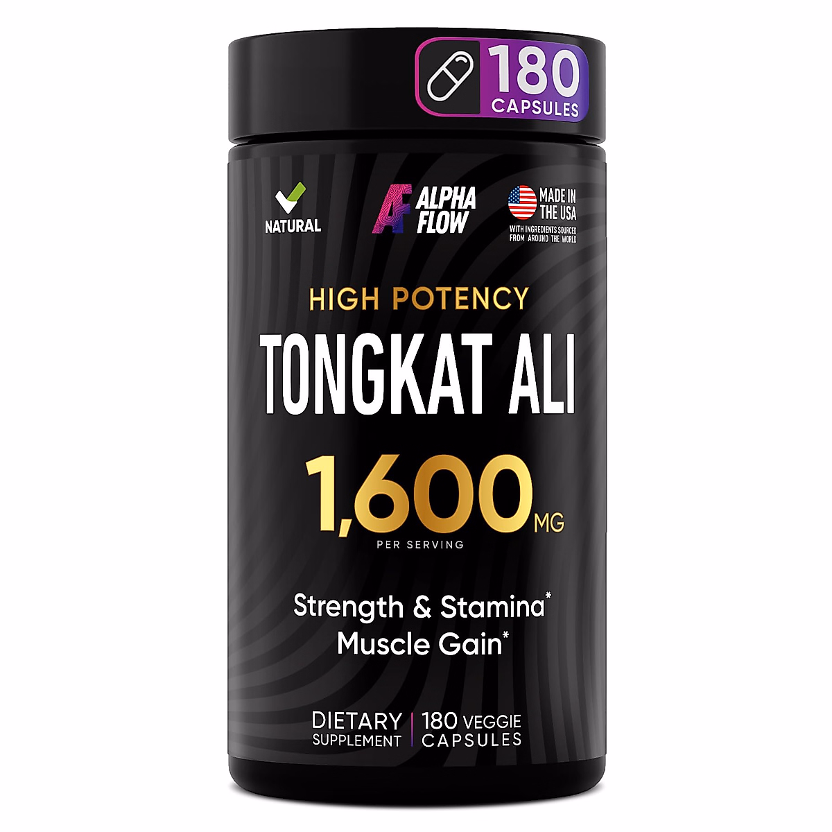 Tongkat Ali Supplement 1600MG - Longjack Tongkat Ali for Men - Eurycoma Longifolia Extract Powder 100:1, Maca Root, Black Currant Oil - Tongat-Ali 180 Capsules