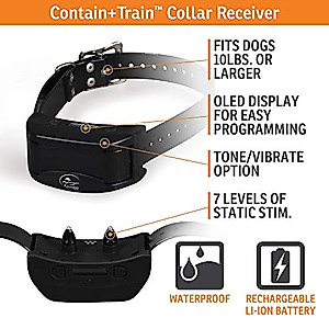 SportDOG Brand Contain + Train System-In-Ground Fence & Remote Trainer- Waterproof, Rechargeable Collar- Tone, Vibrate, & Shock- from Parent Company of INVISIBLE FENCE Brand- 100 Acre Capability
