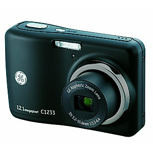 GE C1233 12MP Digital Camera with 3X Optical Zoom and 2.4 Inch LCD with Auto Brightness (Black)