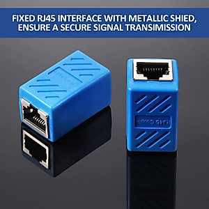 10 Pieces RJ45 Coupler, Ethernet Extension Adapter Network Connector for Cat7/Cat6/Cat5e/Cat5 Ethernet Network Cable Coupler Female to Female (Blue)