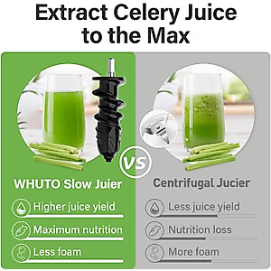 WHUTO Masticating Juicer Machines, Cold Press Juicer, Easy to Clean with Brush, Touch Screen Stainless Juicer Machines for Vegetable & Fruit, Juice Maker with Quiet Motor & 2 Speed Modes, Grey