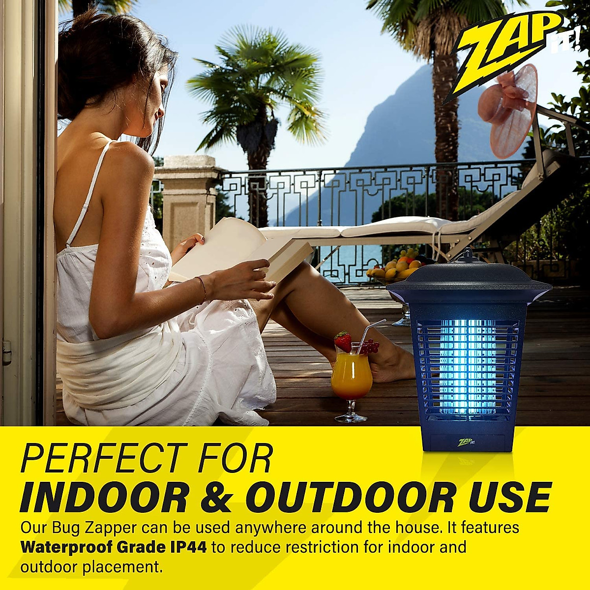ZAP IT! Electric Bug Zapper Lantern - Indoor and Outdoor Plug-in 360 Degree Mosquito Control, Insect and Fly Killers | UV Light and Electric Shock Mosquito Killer Lamp | Includes Bug Collector
