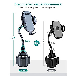 𝗨𝗽𝗴𝗿𝗮𝗱𝗲𝗱 15'' Cup Holder Phone Mount [𝗦𝘁𝗮𝗯𝗹𝗲 & 𝗦𝗲𝗰𝘂𝗿𝗲] Cup Phone Holder for Car, Adjustable Long Neck Phone Cup Holder for Car, SUV, Truck, Fit for iPhone 14 13 Pro Max, All Phones