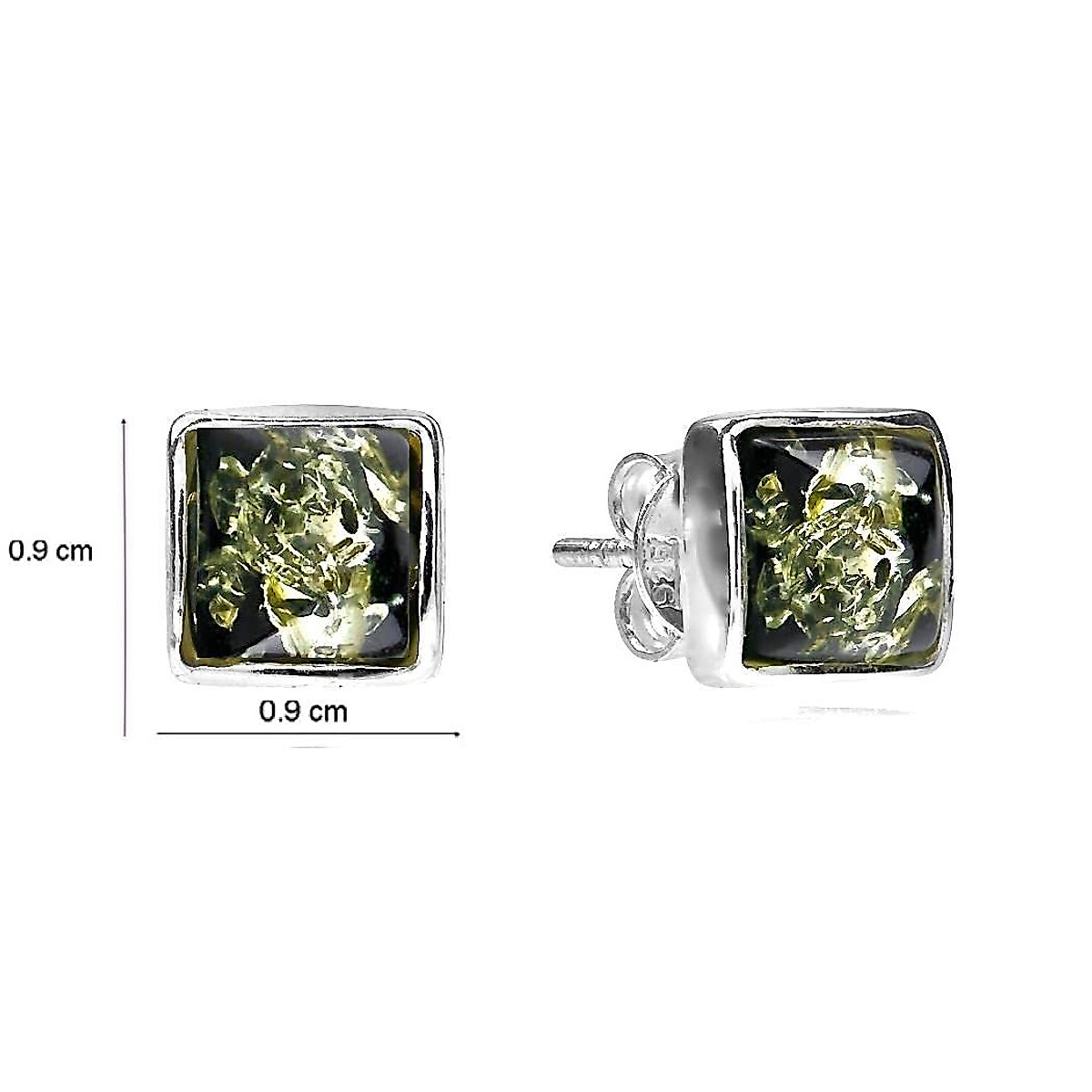 Ian and Valeri Co. Amber Green Sterling Silver Stud Square Earrings