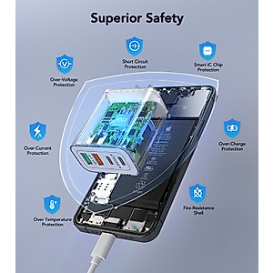 2 Pack USB C Charger, 40W 4-Port Fast USB C Wall Charger Block Dual Port PD+QC Plug Multiport Charging Block for iPhone15 14 13 12 11 Pro Max XS XR 8 7,iPad, Samsung,Tablet(with 2Pack 6.6ft Cable)