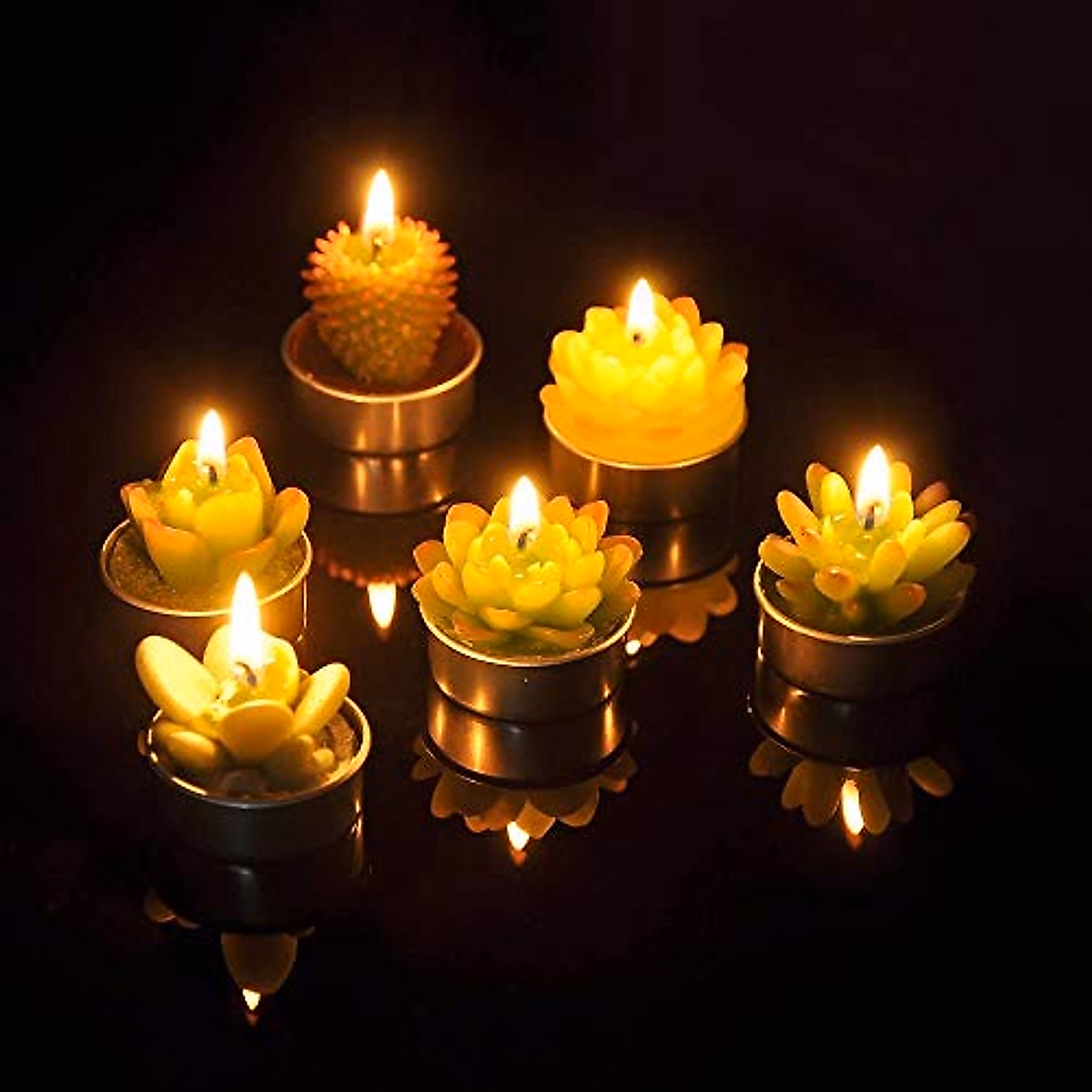 SSleng Cactus Tealight Candles, Handmade Delicate Succulent Cactus Candles（ Perfect for Birthday Party ,Wedding, Spa, Home Decor)