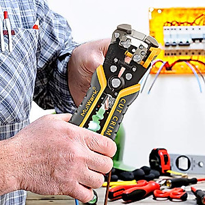 MulWark 3 in 1 Automatic Self Adjusting Wire Stripper/Cutter/Crimper, 8 Inch Multi Pliers For Electrical Wire Stripping, Cable Cutting, Crimping Tool from 8 AWG to 30 AWG