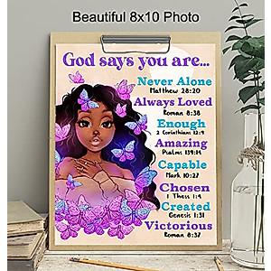 African Americans Wall Art & Decor - God Says You Are - Afro Black Art - Black women Poster - Pink Black Girl Magic - Inspiration Motivation spiritual Religious Christian Scripture - Teen Bedroom