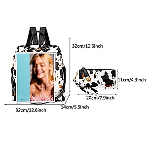 Backpack Purse for Women Fashion Leather Handbags Convertible Shoulder Bag Travel Bags Multipurpose Wallet 2 Piece Set