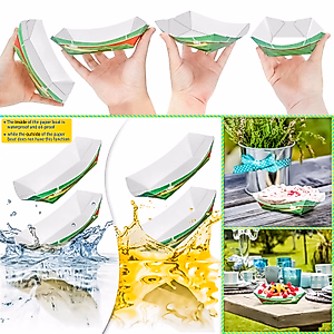 MotBach 120 Pack Baseball Theme Paper Food Boat Trays, Baseball Party Supplies, 2 Lb Disposable Paper Serving Boat Plate Trays for Baseball Birthday Party Decorations Baseball Themed Party Favors