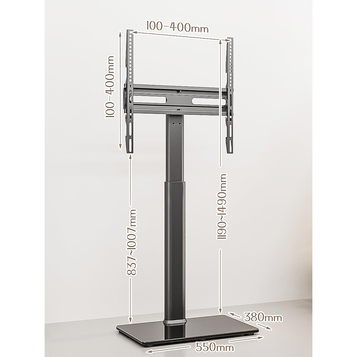 Universal Floor TV Stand with Mount 70 Degree Swivel 9 Level Height Adjustable and Space Saving Design for Most 27 to 65 inch LCD, LED OLED TVs, Perfect for Corner & Bedroom AX1006TB